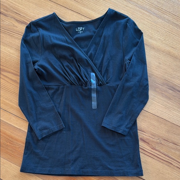 LOFT | Tops | Loft Comfy Elegant Black Faux Wrap Top | Poshmark